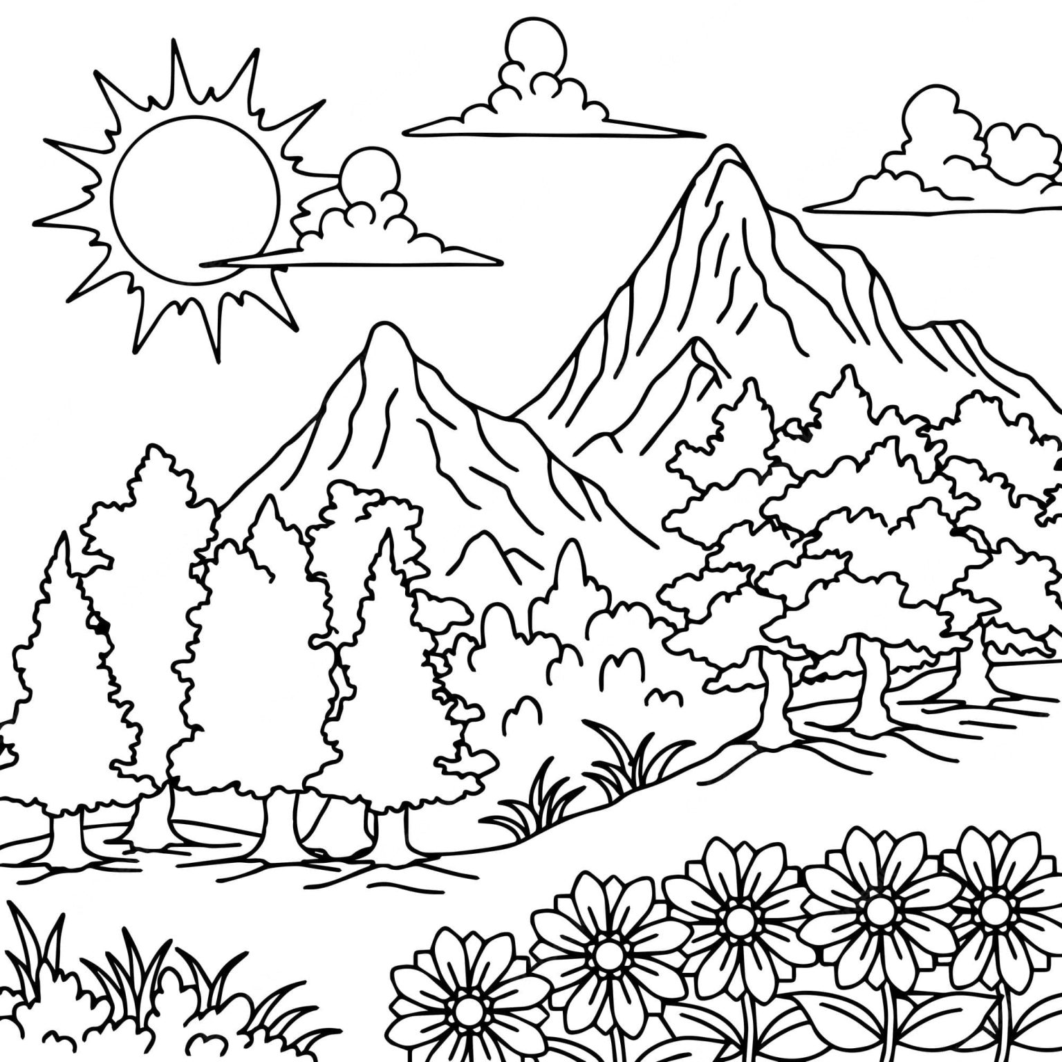 Printable Scenery Coloring Pages Free For Kids And Adults