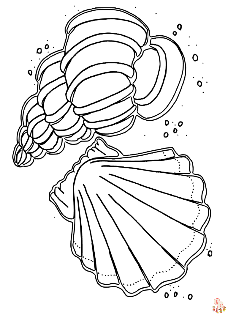 Printable Shells Coloring Pages Free For Kids And Adults Printable Shells Coloring Pages Free For Kids And Adults